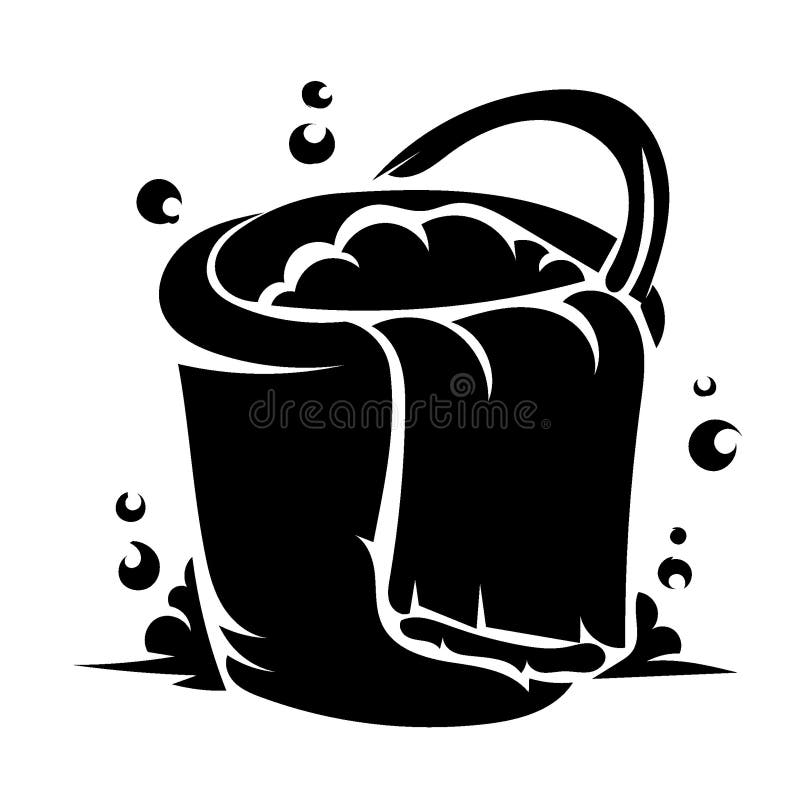 Bucket of Water with Towel. Vector Illustration Decorative Design Stock ...