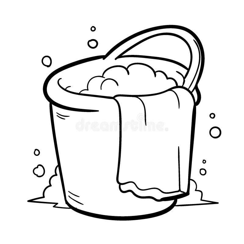 Bucket of Water with Towel. Vector Illustration Decorative Design Stock ...