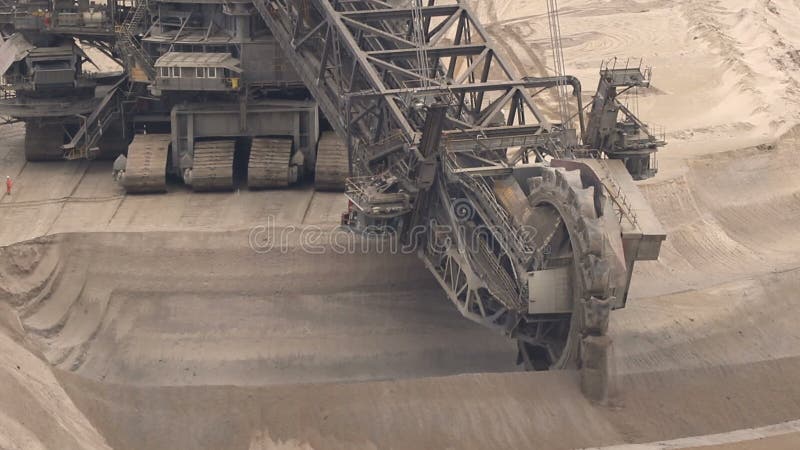 A Bucket Wheel Excavator in an Open Pit Mine Stock Video - Video of ...