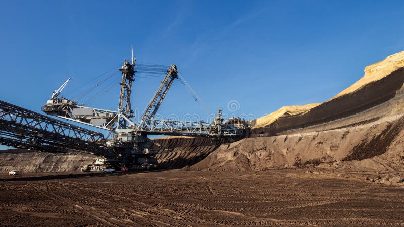 Large Bucket Wheel Excavator Mining Machine at Work in a Brown Coal ...