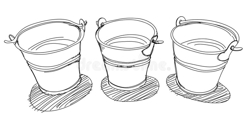 Buckets Empty Set of Water Isolated on White Background Stock Vector ...