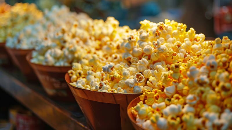 Buckets of Freshly Popped Popcorn Stock Image - Image of crunchy ...