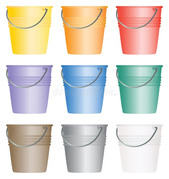 Buckets and/or Pails stock vector. Illustration of colorful - 43983587