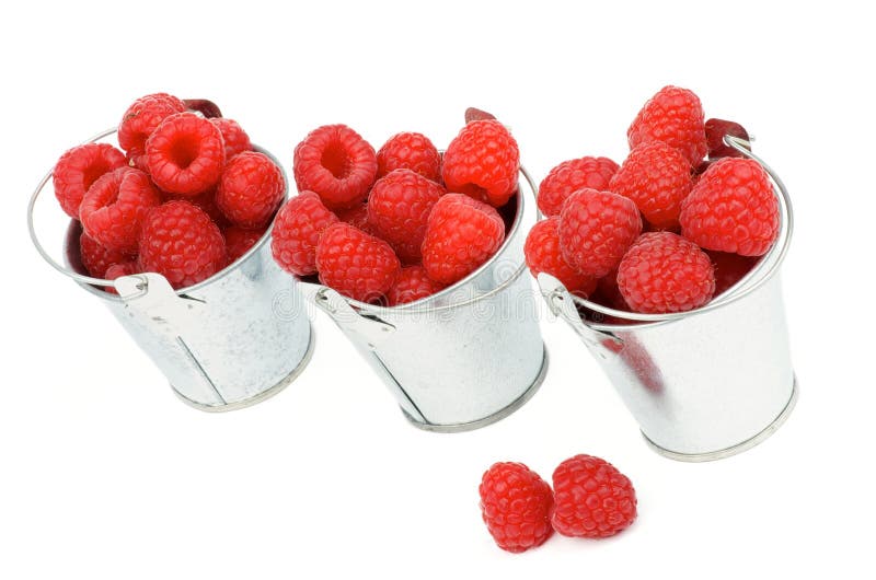 Buckets with Raspberries stock image. Image of ripe, macro - 31656051