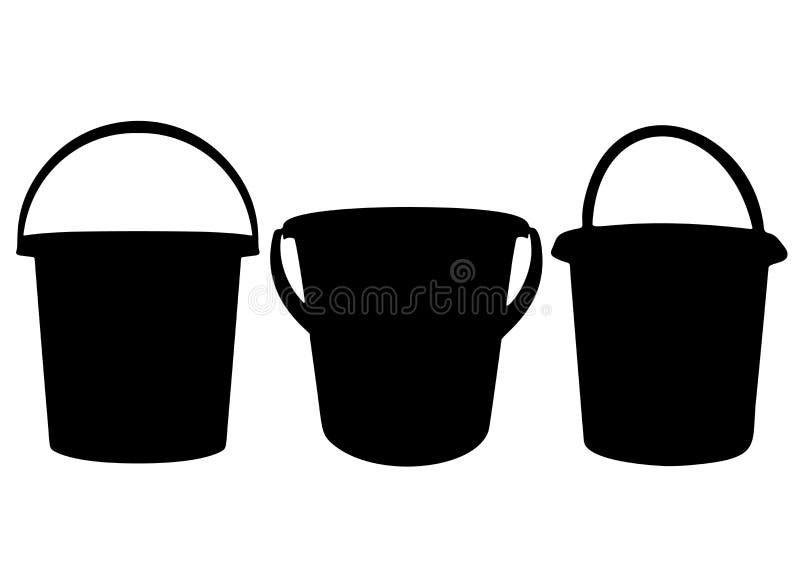 Buckets in a set. stock vector. Illustration of graphics - 215625318