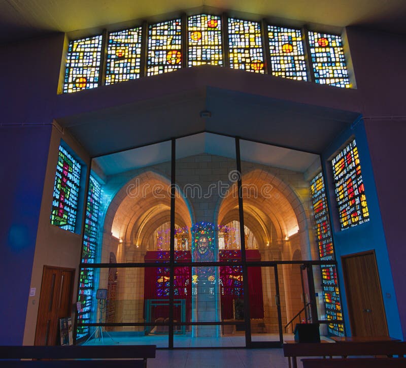 Buckfast Abbey Stained Glass Windows Reflection Editorial Photography ...
