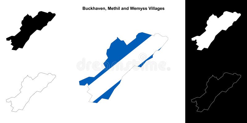 Buckhaven, Methil and Wemyss Villages Outline Map Stock Vector ...