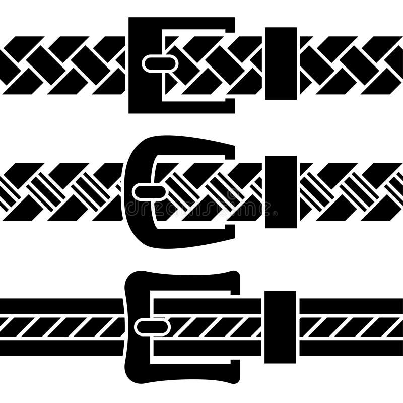 Buckle Braided Belt Black Symbols Stock Vector - Illustration of ...
