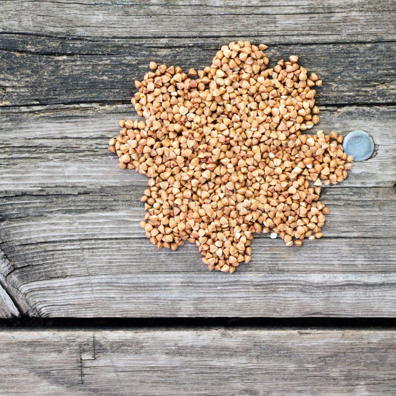 Buckwheat on a Dark Wooden Background, Top View Stock Photo - Image of ...