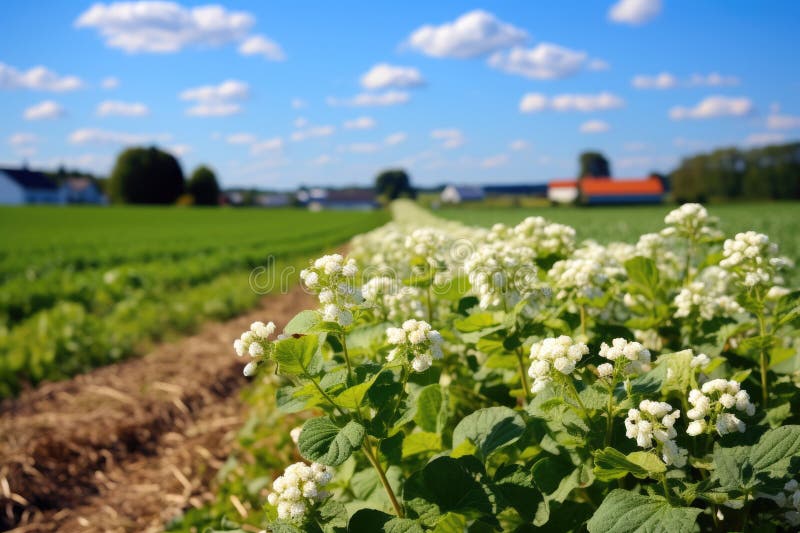 Buckwheat Fields in Full Bloom at Beautiful Spring Day. AI Generated ...