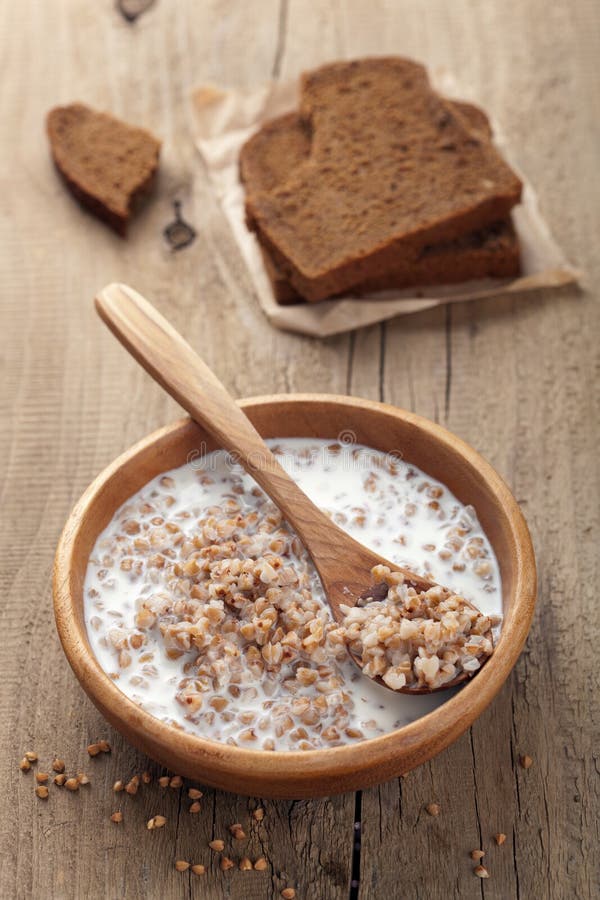 Buckwheat groats with milk stock photo. Image of brown - 28919914