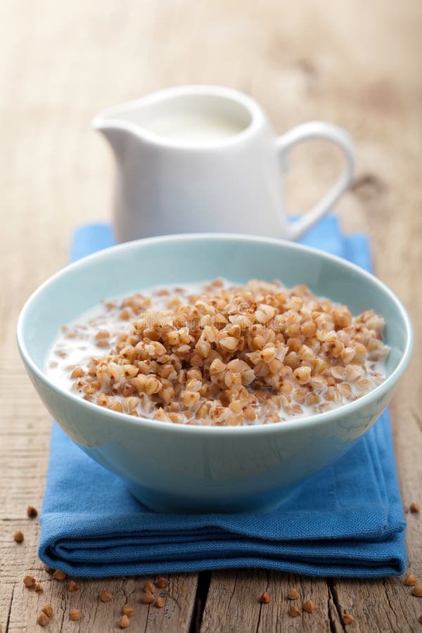 Buckwheat groats with milk stock image. Image of organic - 28919919