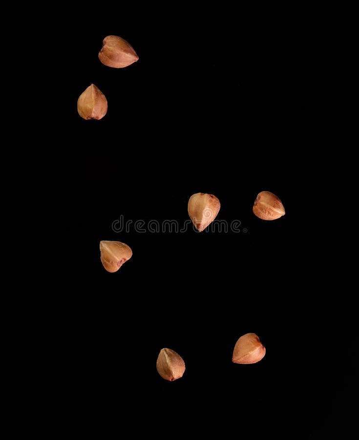 Buckwheat Isolated on a Black Background. Close-up Stock Image - Image ...