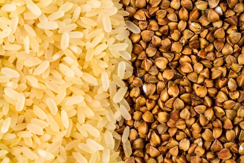 Buckwheat and Rice Groats Close-up. Stock Image - Image of closeup ...