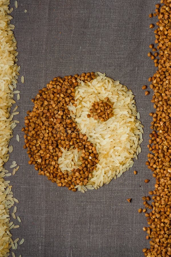 Buckwheat and Rice in Shape of Yin-yang Stock Image - Image of ...