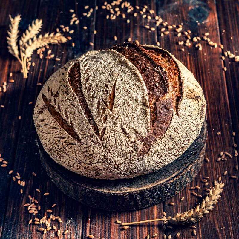 Sourdough Rye Bread Rectangular Brick Shape. Sourdough in a Jar and a ...