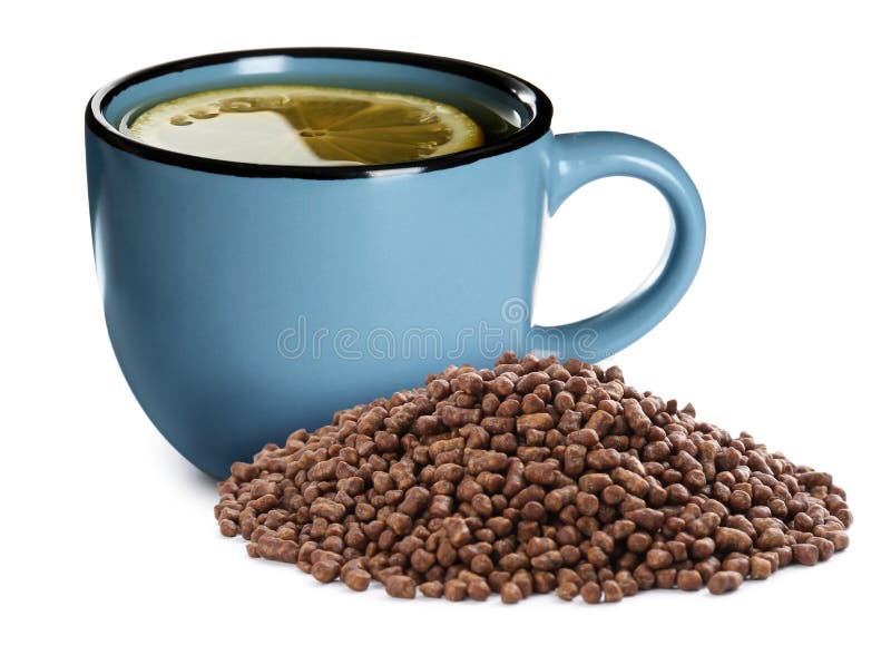 Buckwheat Tea with Lemon and Granules on White Background Stock Photo ...
