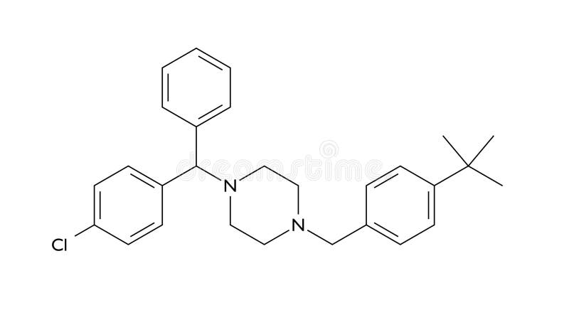 Buclizine Molecule, Structural Chemical Formula, Ball-and-stick Model ...