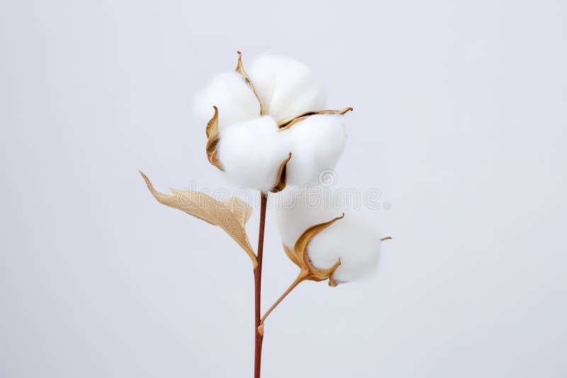 Bud of Cotton Flower on White Background. Close-up Stock Illustration ...