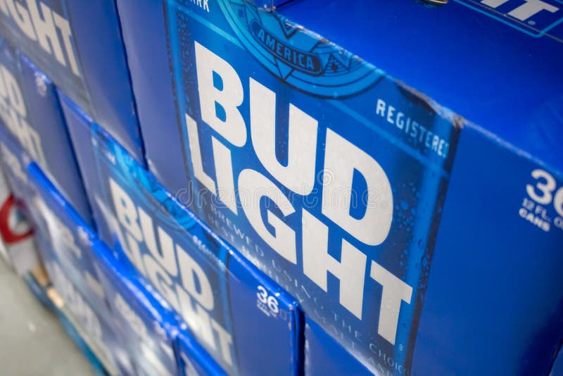 Cases of Bud Light Beer. editorial photo. Image of beverage - 116918001