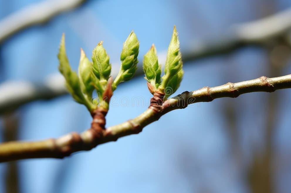 A Bud Sprouting on a Tree Branch Stock Image - Image of life, sprouting ...