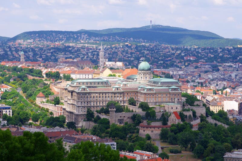 Buda Castle and Buda Hills at Sunset, Budapest, Hungary Stock Image ...