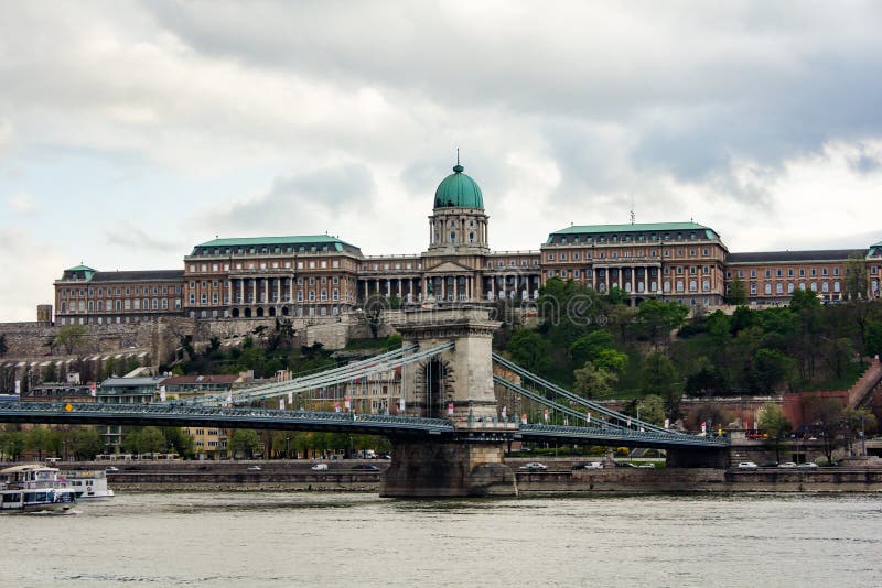 Buda Castle and the Chain Bridge Stock Photo - Image of architect ...