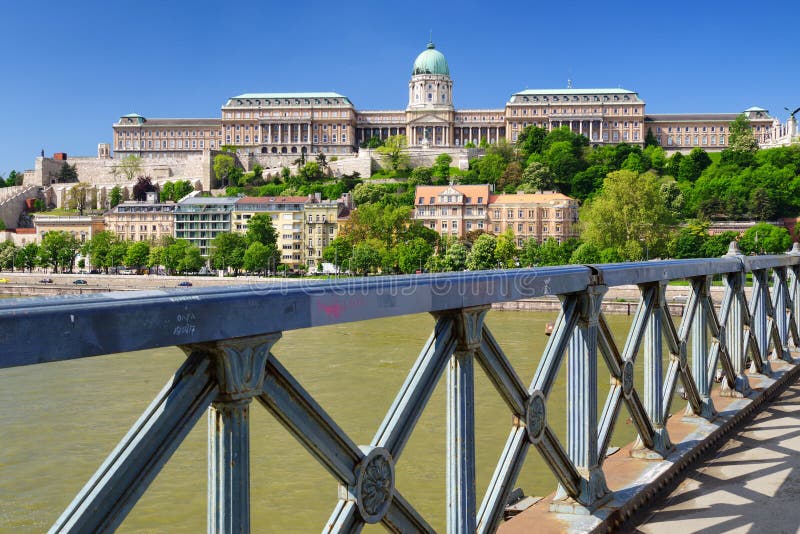 Buda Castle from Chain Bridge in Budapest, Hungary Editorial Stock ...