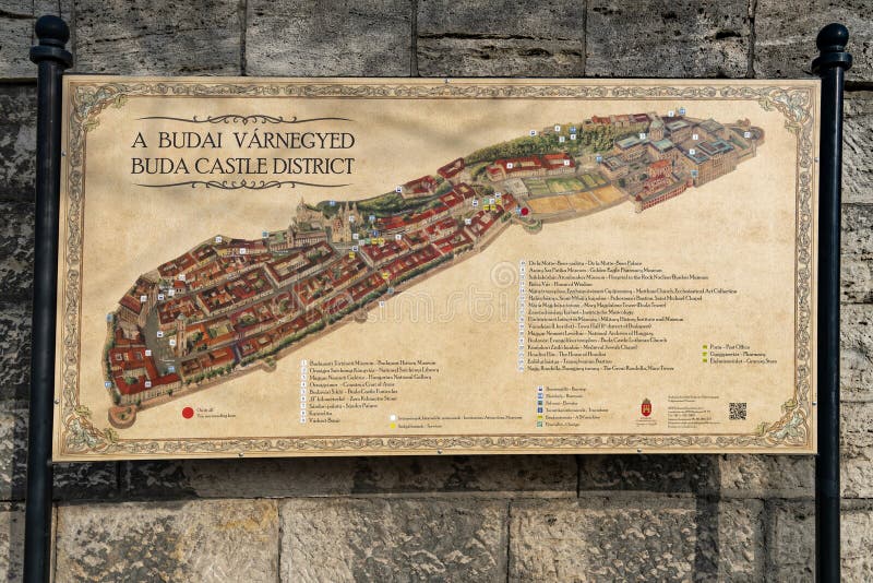 Buda Castle District Map on Palota Way Editorial Stock Photo - Image of ...