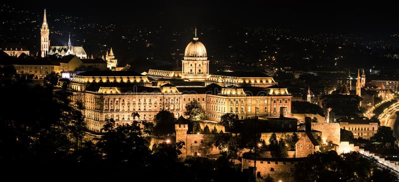 Buda castle at night stock image. Image of european, historic - 59596367