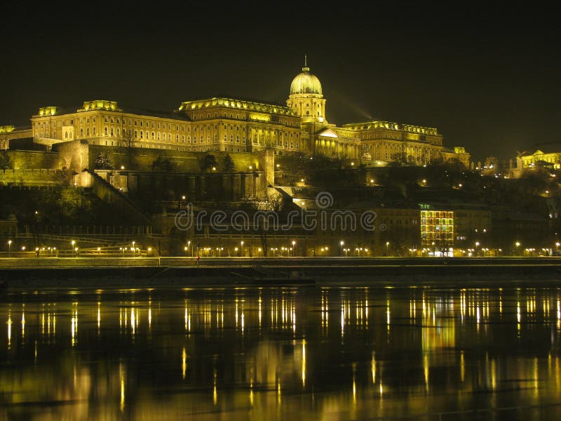 Buda Castle by Night (Budapest, Hungary) Stock Photo - Image of danube ...