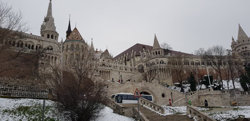 Castle Budapest Buda Winter Snow Stock Image - Image of castle ...