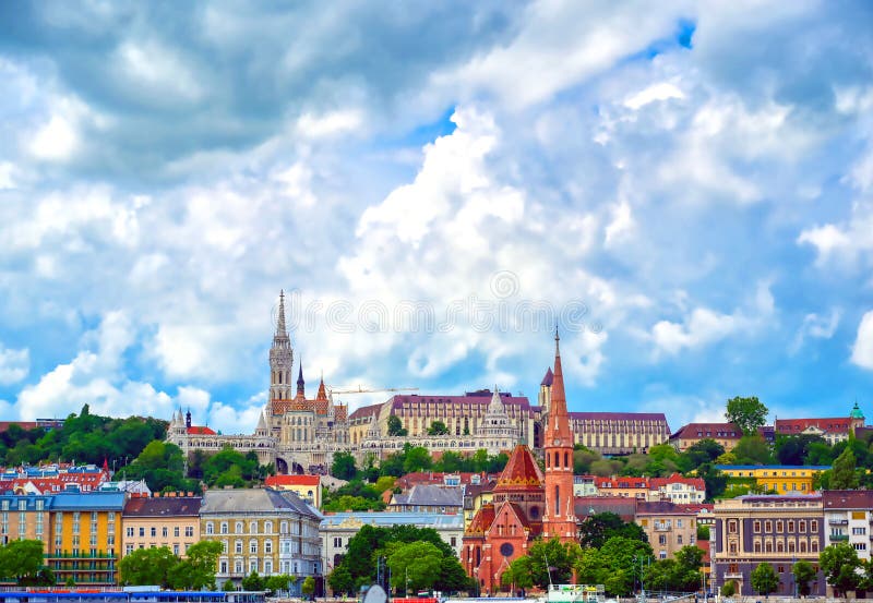 Buda Side of Budapest, Hungary Along the Danube River at Sunset Stock ...