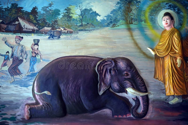 Buda y elefante imagen editorial. Imagen de escultura - 90955540