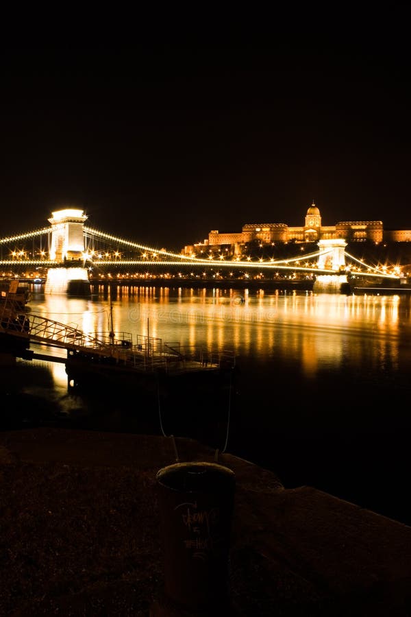 Budapest Chain Bridge and Castle Stock Photo - Image of water, colour ...