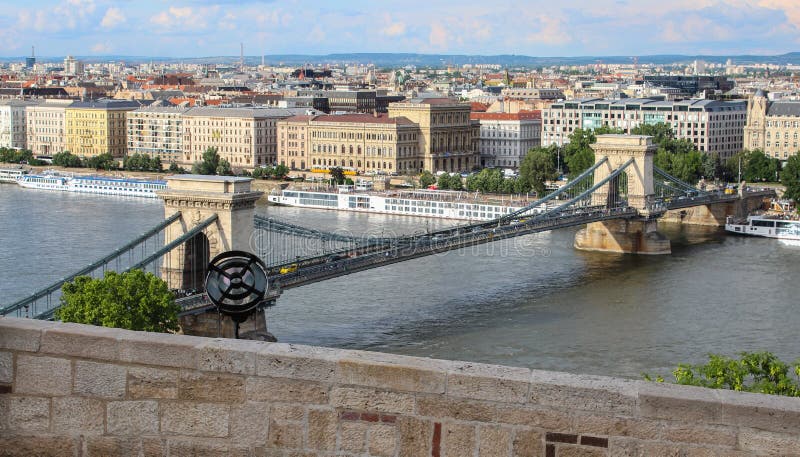 The Budapest Chain Bridge Connecting Buda and Pest Stock Image - Image ...