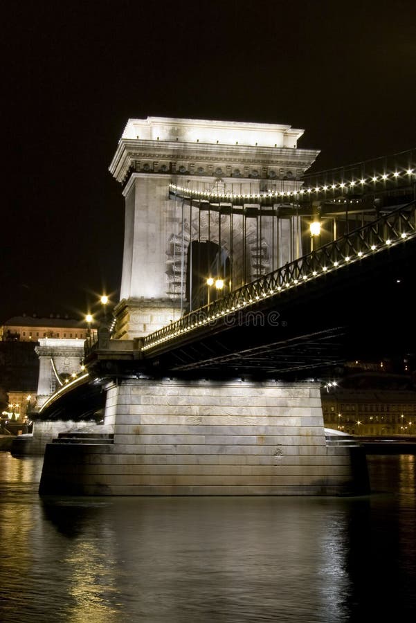 Budapest Chain Bridge Danube Night Long Exposure Stock Photo - Image of ...