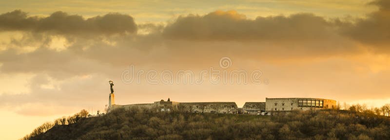 Budapest, Citadel (Citadella) at Sunset Stock Photo - Image of golden ...