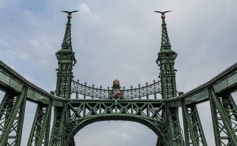 The Budapest Freedom Bridge on the Danube River, Close Up of Upper Part ...