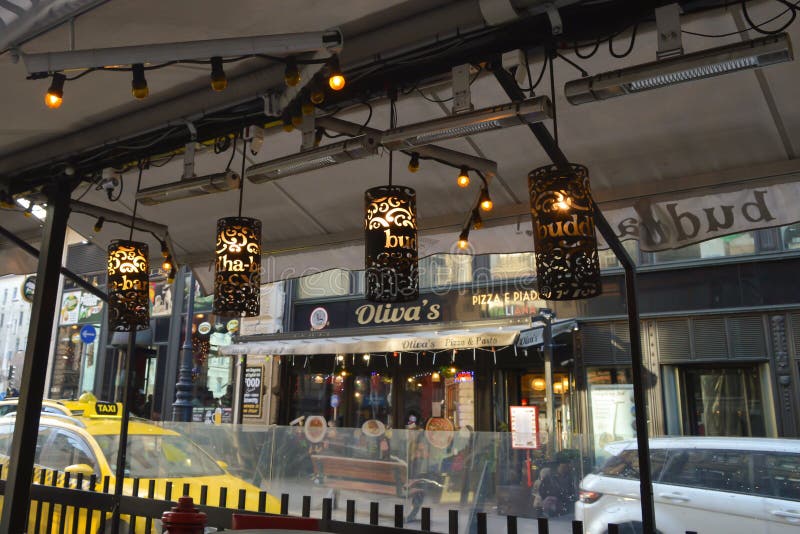 Buda Bar at Vaci Street in Budapest on December 30, 2017. Editorial ...