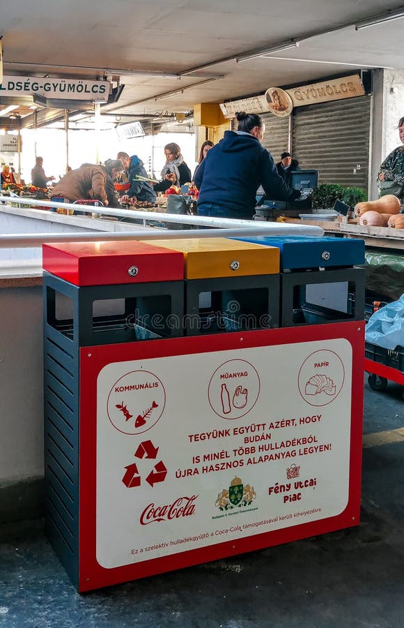 Budapest, Hungary Garbage Collection Boxes with Lids of Different ...