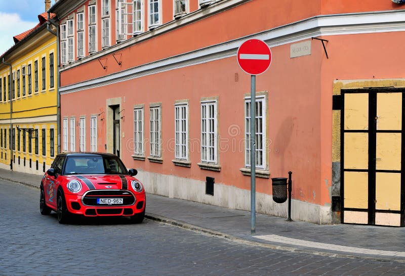 Mini Cooper in the Street of Budapest Editorial Photo - Image of color ...