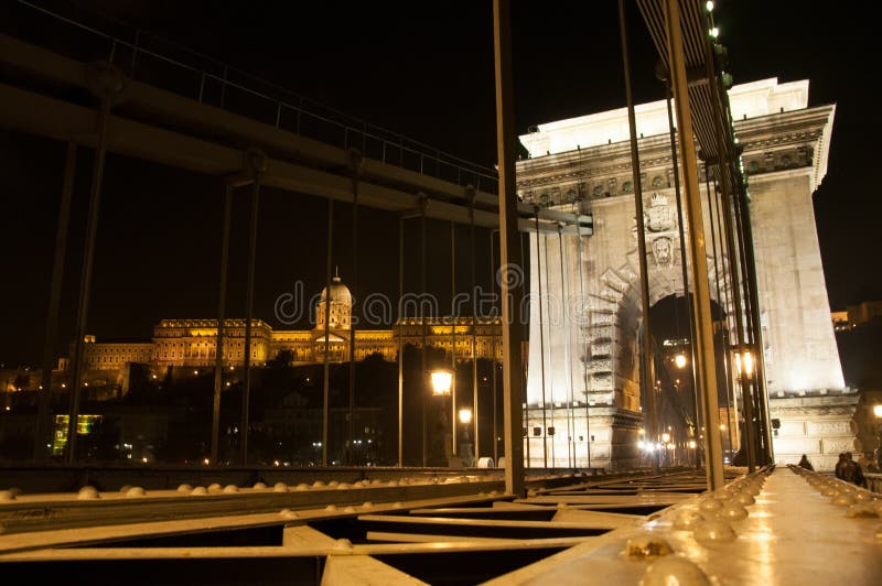 Budapest, Hungary-November 7: Chain Bridge with the Fish Editorial ...