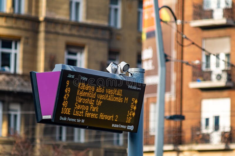 Digital Bus Stop Timetable Display Board Announcing Bus Schedule in ...