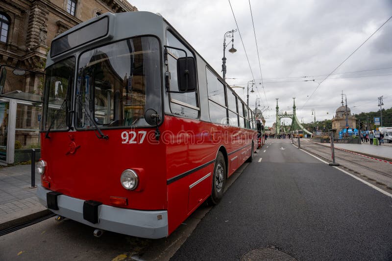 Red Ikarus bus stock image. Image of classic, budapest - 382606203