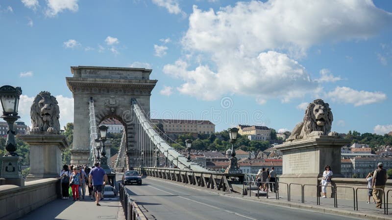View Across the Chain Bridge in Budapest on September 21, 2014 ...