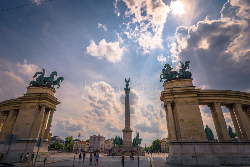 Budapest - June 22, 2019: Heroes Square on a Summer Day in Budapest ...