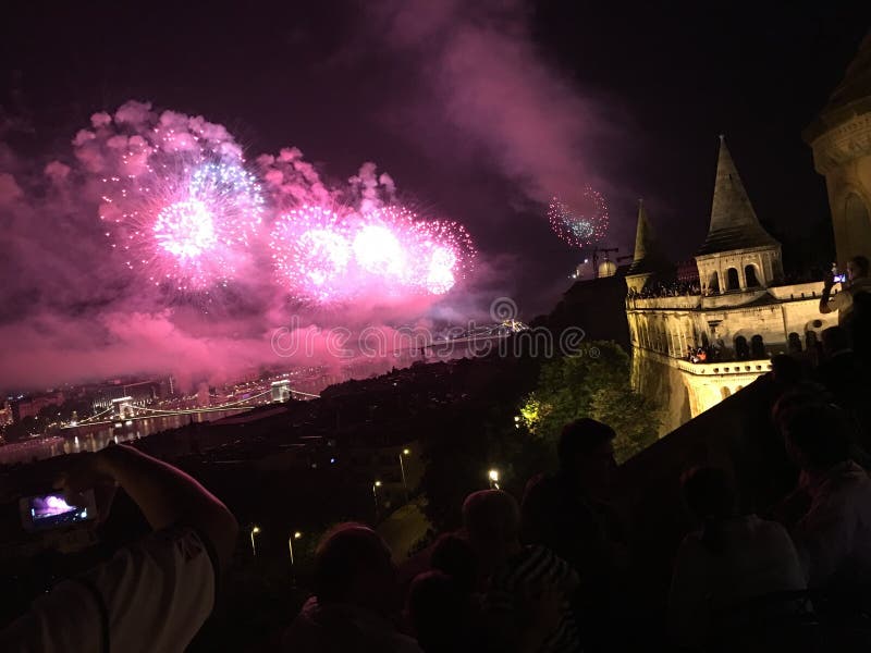 Budapest National Day Fireworks Editorial Stock Image - Image of ...