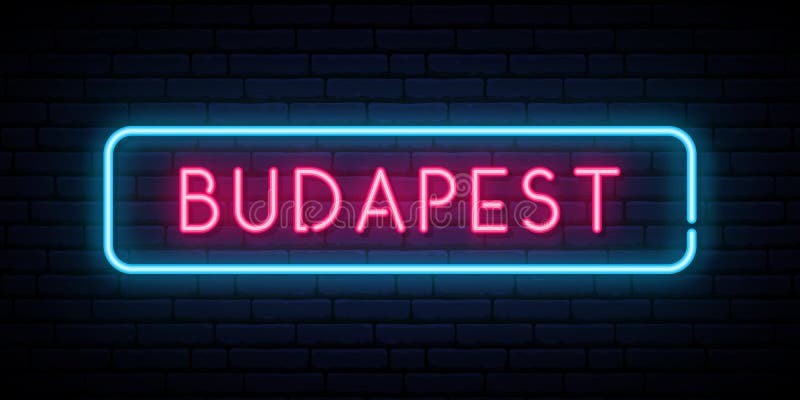 Budapest Neon Sign. Bright Light Signboard Stock Vector - Illustration ...