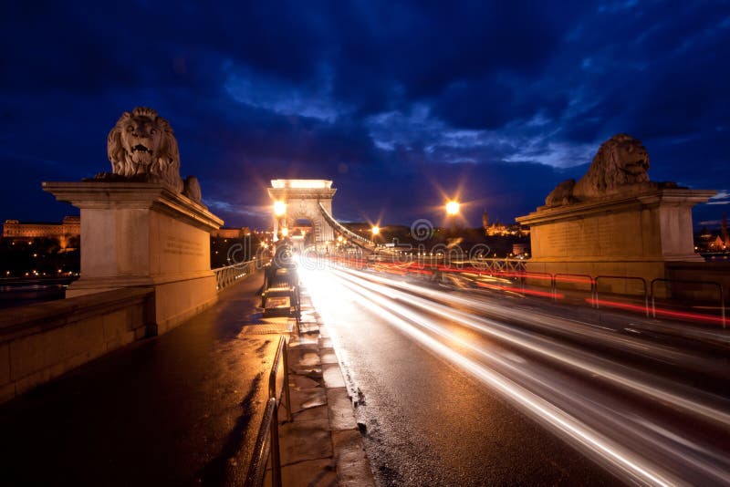 Budapest by Night / Chain Bridge Stock Photo - Image of reflection ...
